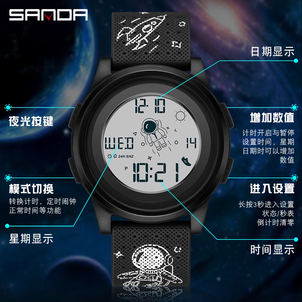 Sanda 2122 Top Brand Watches Astronaut Cartoon Girl Boy Gift Electronic ...