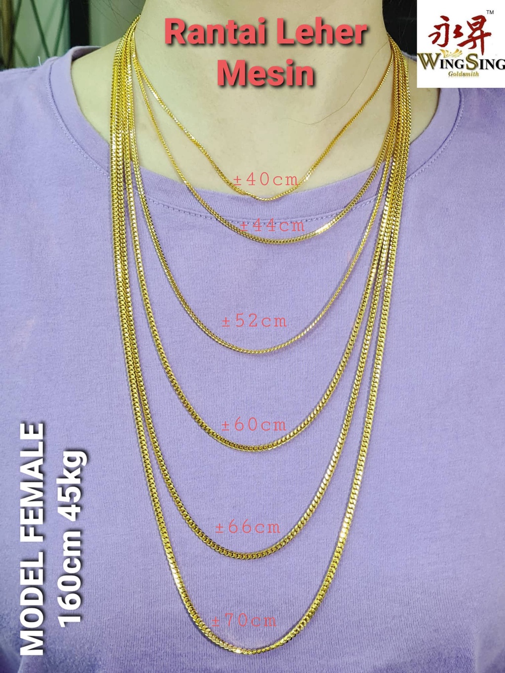 Rantai Leher Mesin Padu Bajet Emas 916 /Wing Sing 916 Gold Budget Solid ...