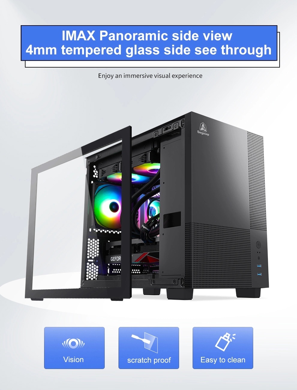 SEGOTEP MEMPHIS-S TEMPERED GLASS M-ATX CASE (BLACK / WHITE) | Shopee ...