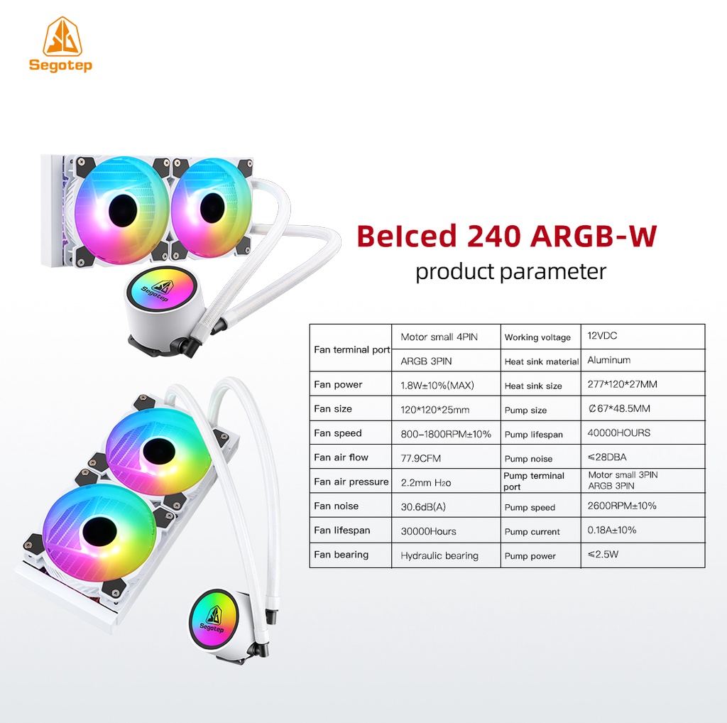 Segotep Beiced 240/360 ARGB AIO Liquid Cooler - Black/White | Shopee ...