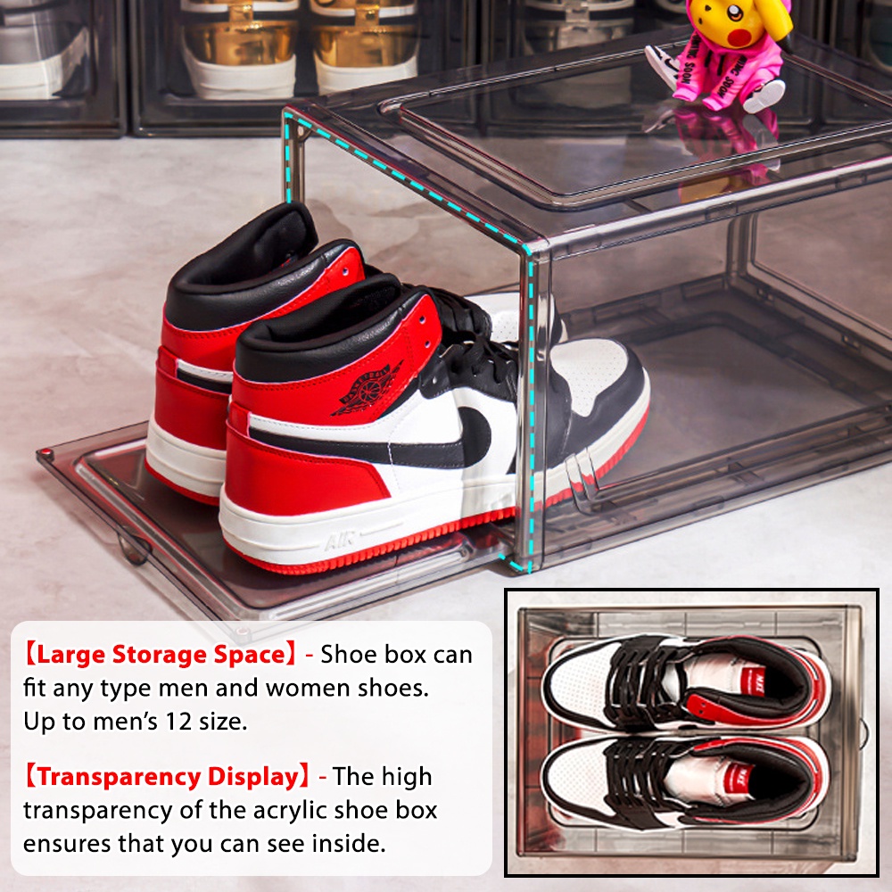 [1PC] Encora Acrylic Transparent Shoe Box Stackable Shoe Box Kotak ...