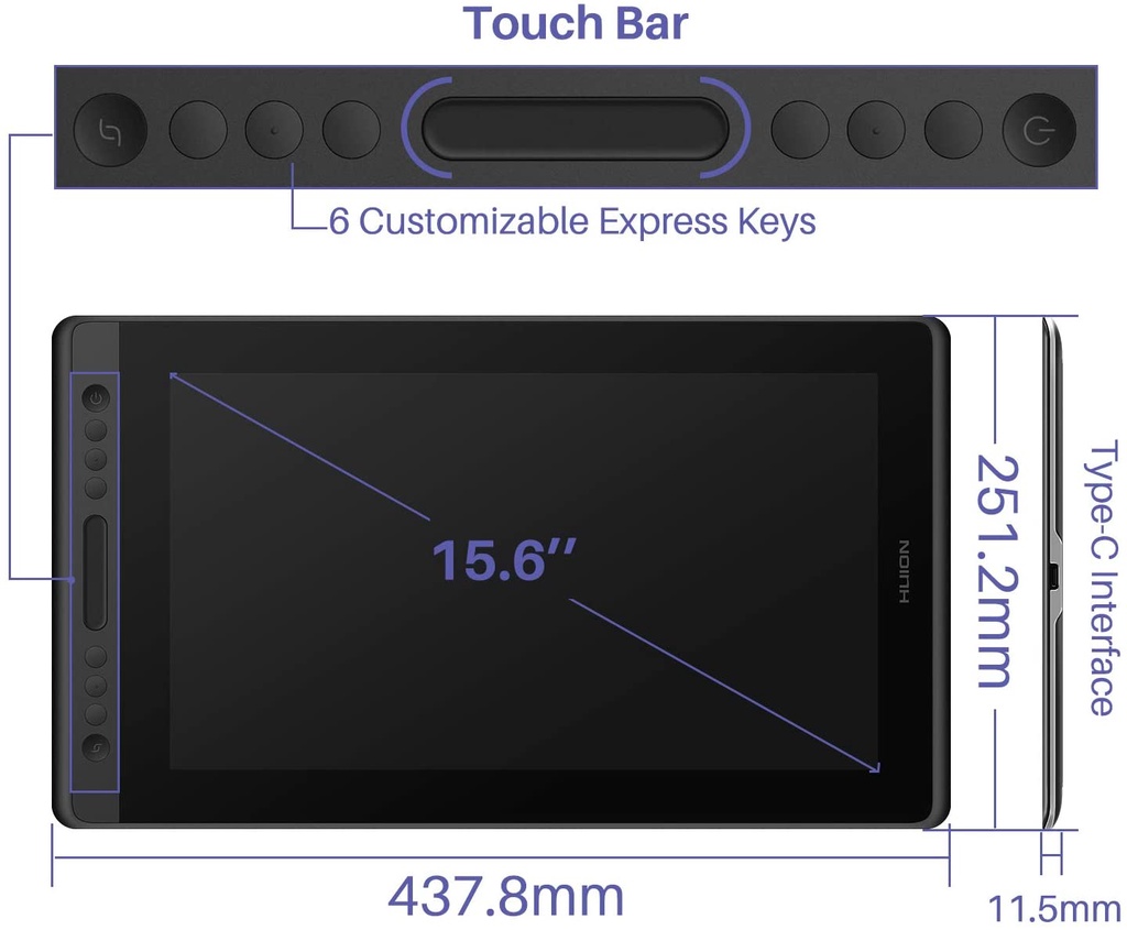 HUION Kamvas Pro 16 Drawing Tablet Graphic Pen Display Drawing Monitor ...