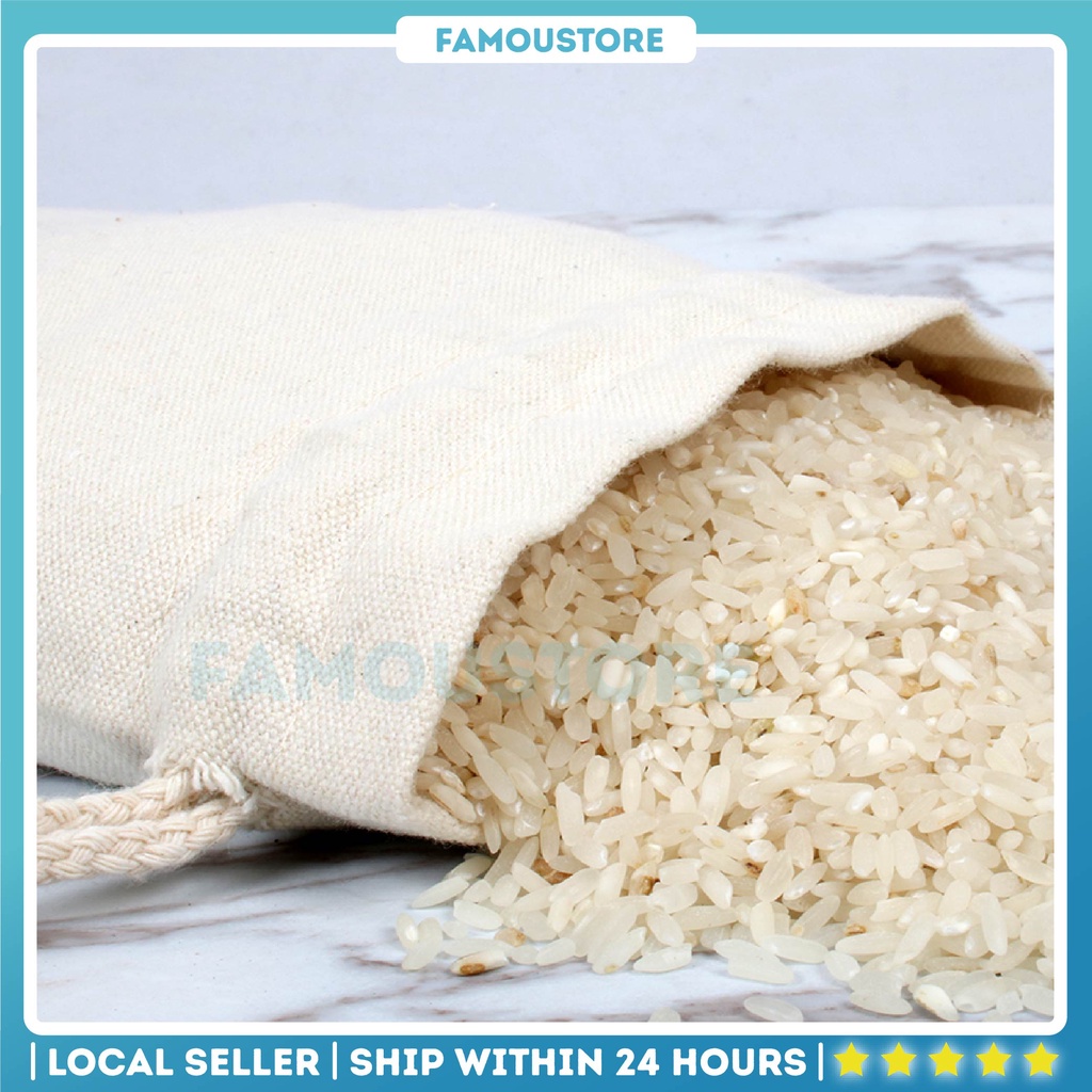 Pouch Bag Canvas Drawstring Bag Goodies Bag Gift Bag Doorgift Bag Linen ...