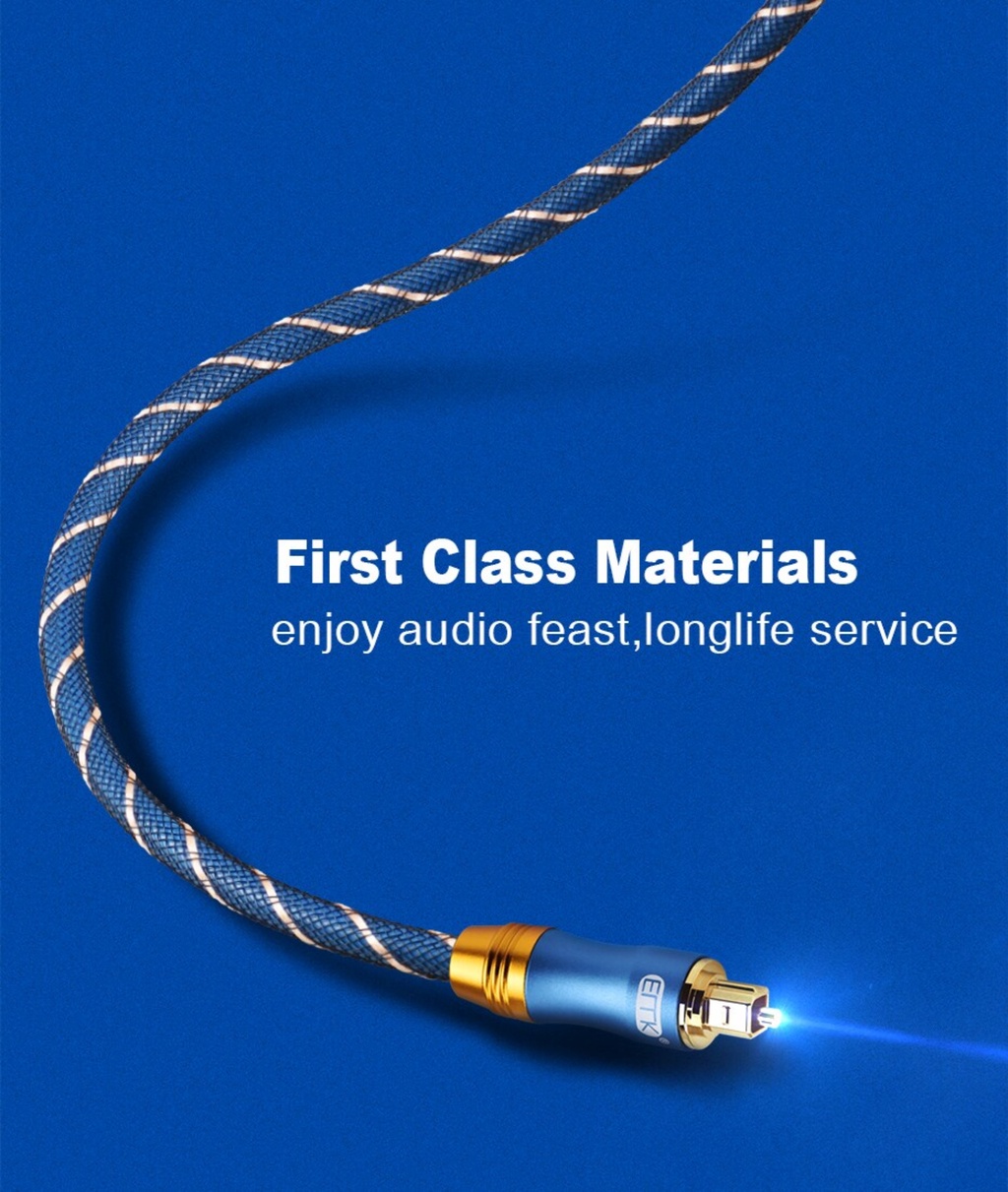 EMK 24K OPTICAL CABLE HI-FI SPDIF Fibre Optic Digital Audio Cable ...