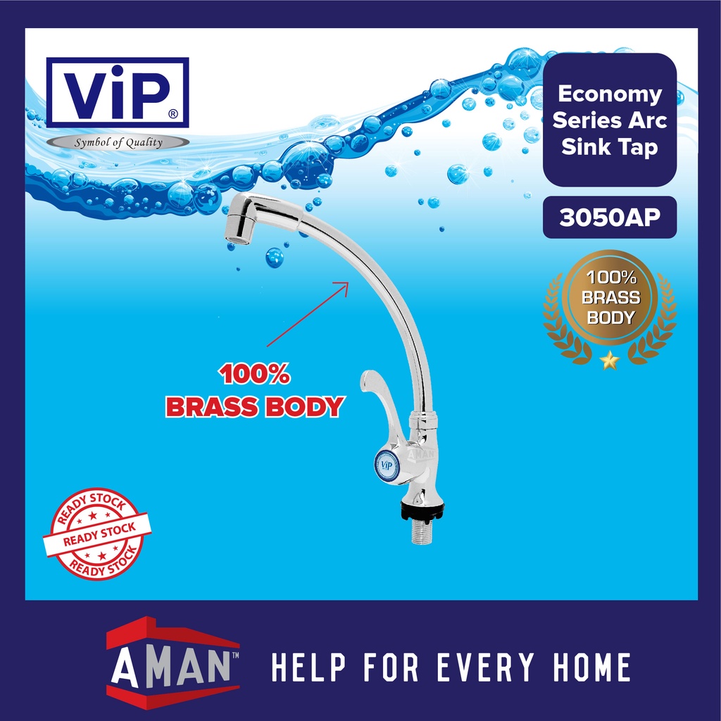 ViP Chrome Plated Brass Body ABS Arc And Handle Pillar Tap Sink Tap ...