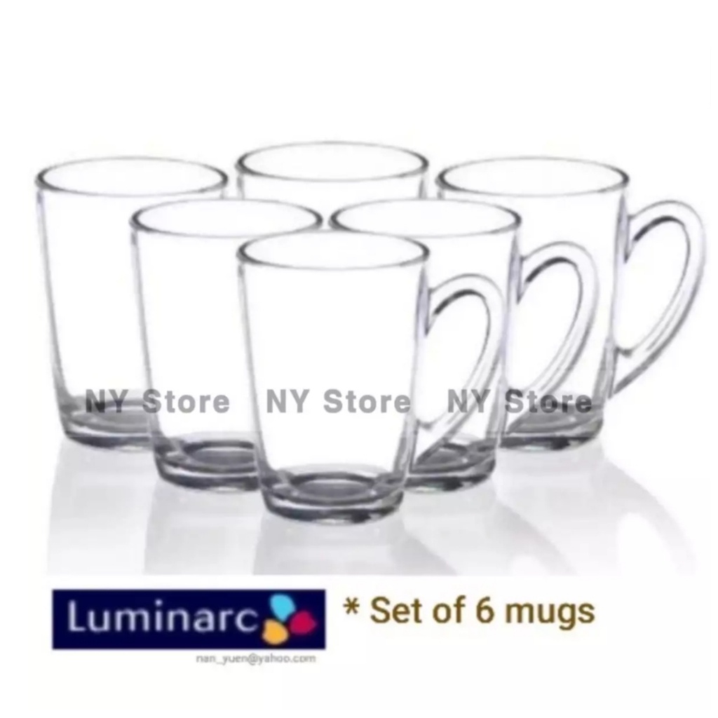 Luminarc Glass Coffee Tea Cup Mug Set 6pcs Tempered New Morning 320ml ...
