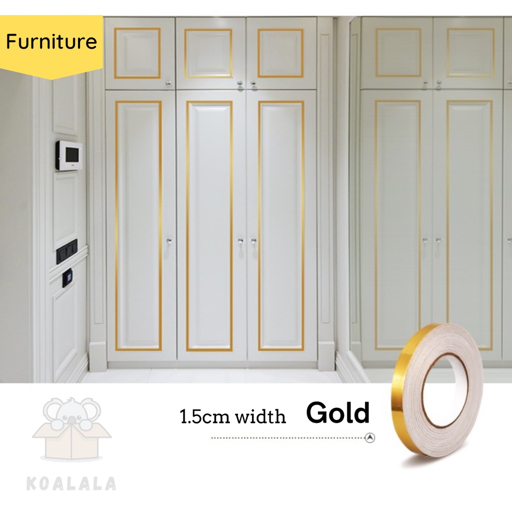 25M/50M Self Adhesive Waterproof Decoration Strip DIY Gold Decorative ...