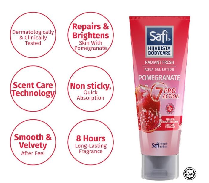 Safi Hijabista Body are Radiant Fresh Aqua Gel Lotion Promegranate ...