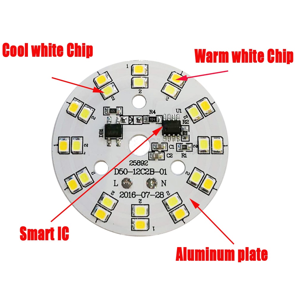 1pcs Two-color Driverless AC220V-240v Led Pcb with Integrated IC Light ...