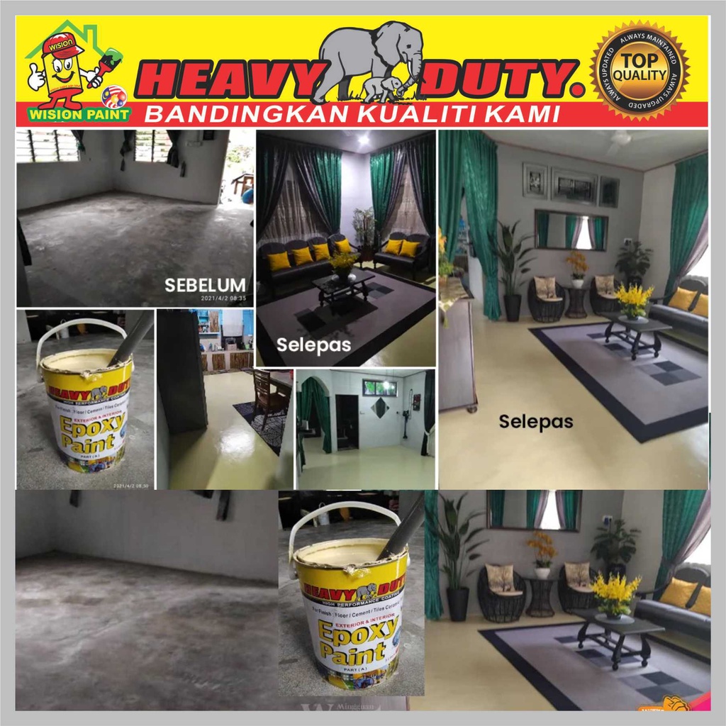 ( 5 LITER ) Epoxy Paint ( Heavy Duty Coating Brand ) Floor Coating ...