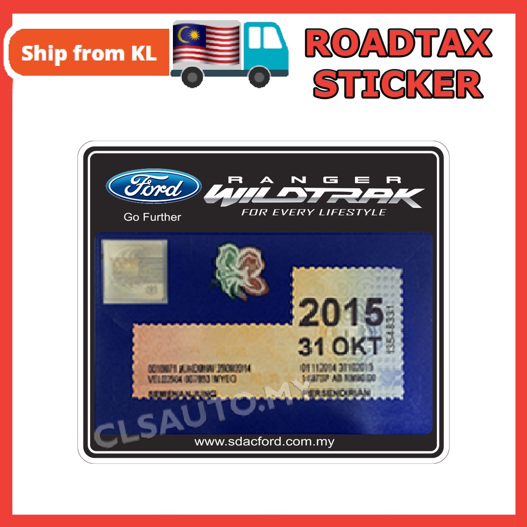 FORD Design Road Tax Sticker / RoadTax Kereta Decal Road Tax Ranger ...