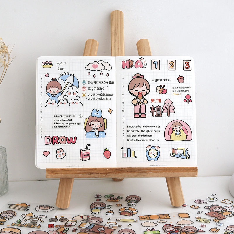 200pcs Kawaii Stickers Box Waterproof Cute Diary Sticker Set Cartoon ...