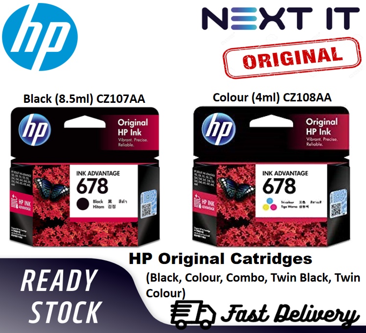 HP 678 Black (CZ107AA) / Tri-Color (CZ108AA) Original Ink Advantage ...