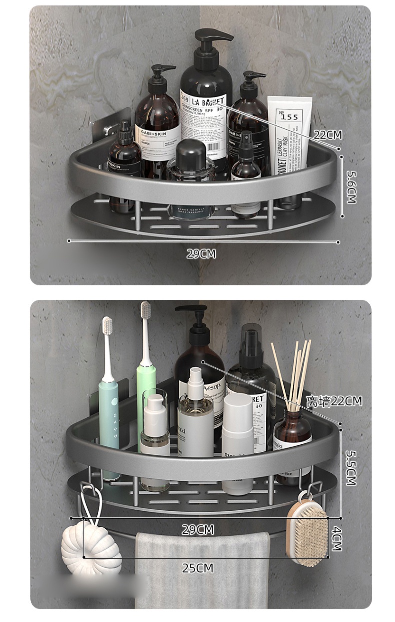 YUN JIE YA Punch Free bathroom Rack toilet Corner Shelf washroom Wall ...