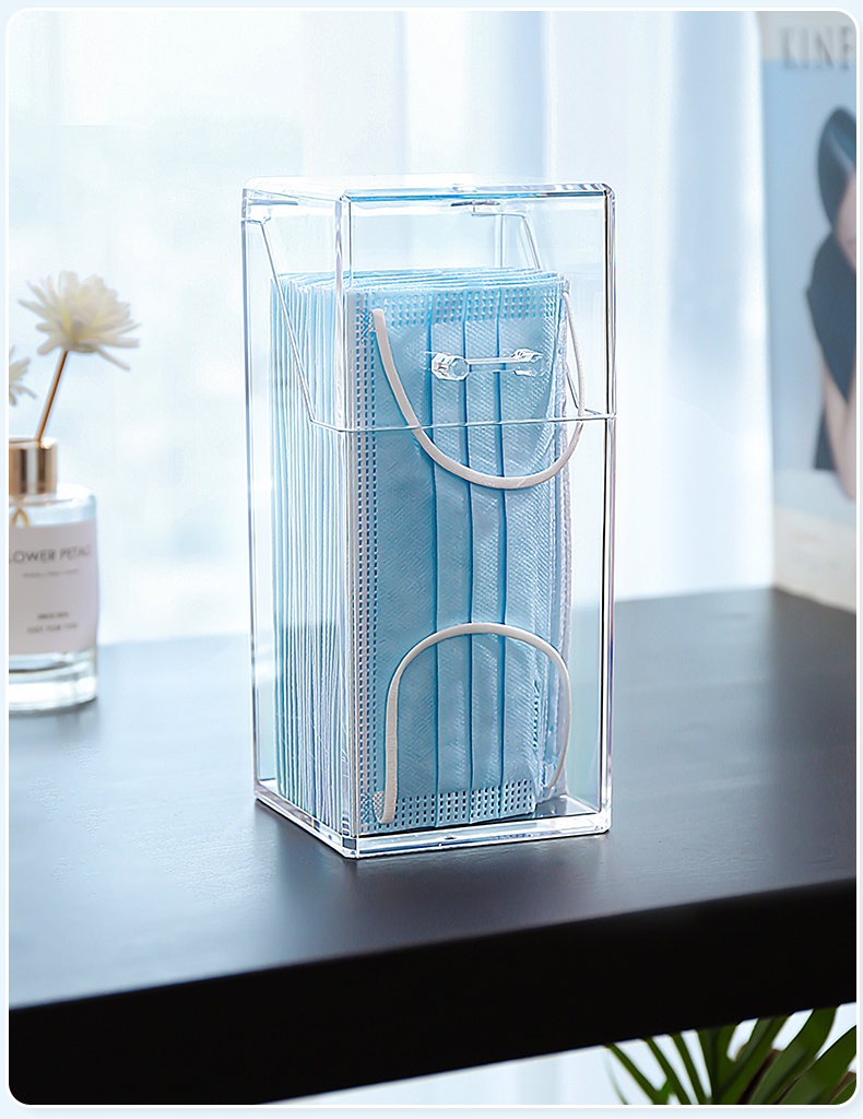 Mask Storage Box Organizer Case Transparent Dust Proof Desktop Acrylic ...