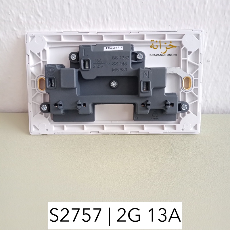MK Slimline Plus Switched Socket Outlet 13A 1 Gang / 2 Gang with SIRIM ...