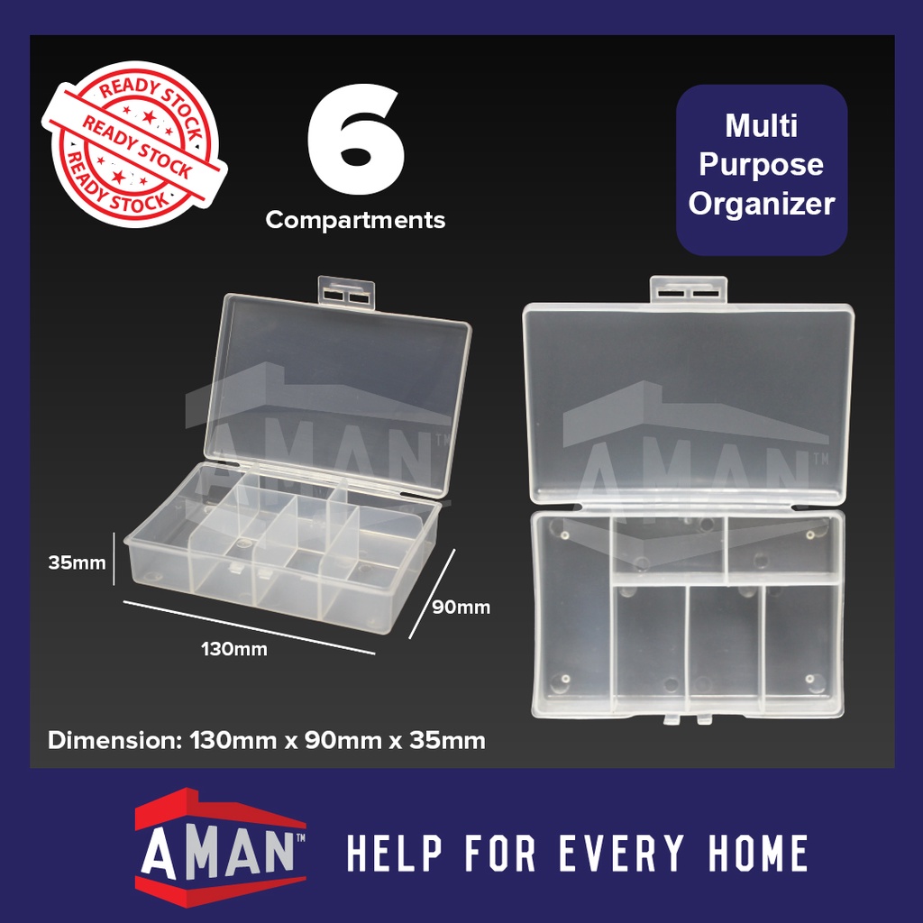 AMAN Hard Plastic Multi Purpose Organizer Small Storage Box Jewellery Hardware Accessories ...
