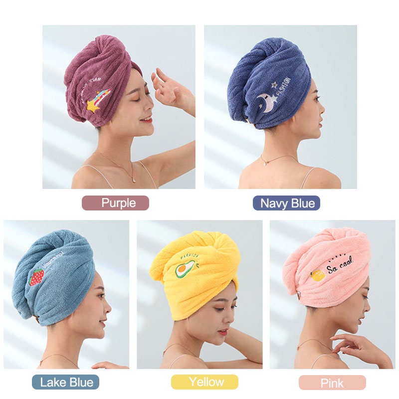 Hair Towel Drying Quick Dry Cap Magic Microfiber Head Wrap Tuala Rambut ...