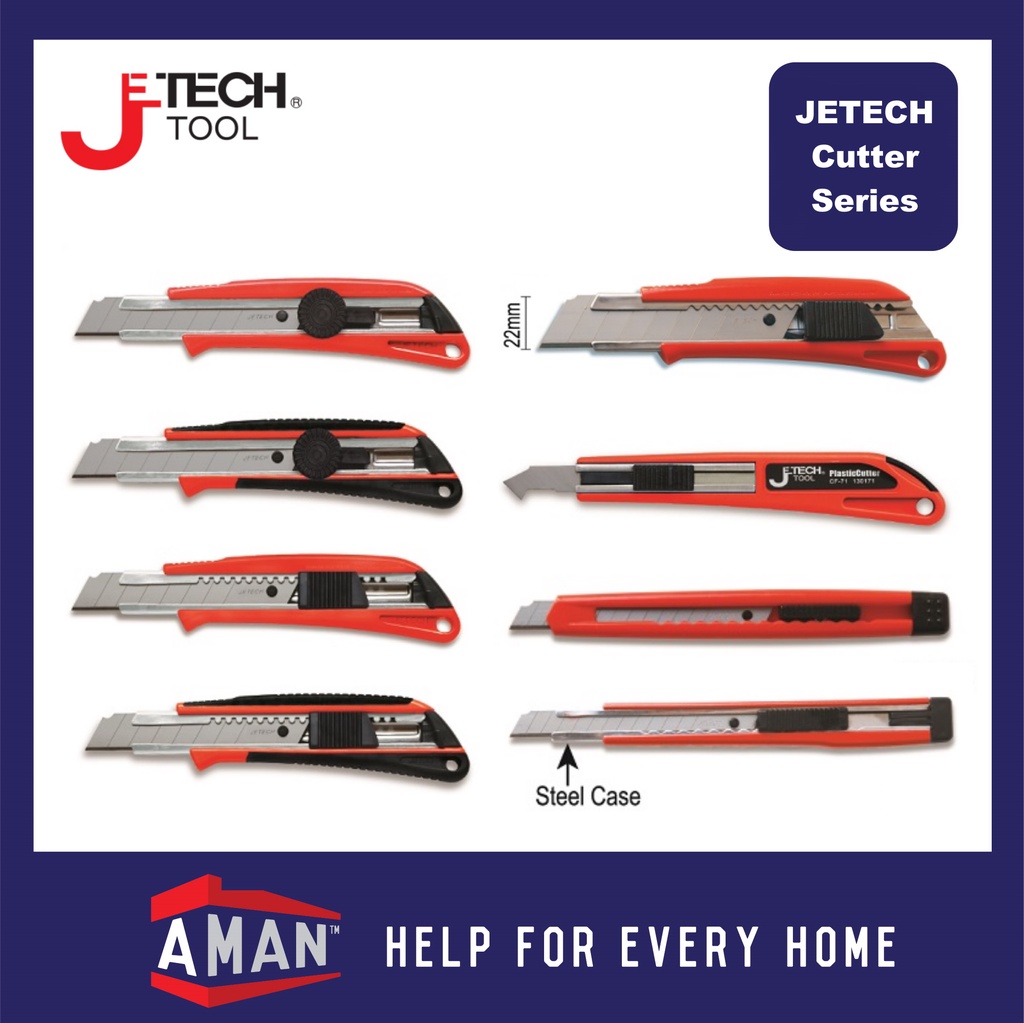 JETECH Wheel Lock Auto Lock Softgrip Cutter Knife 18mm | Shopee Malaysia