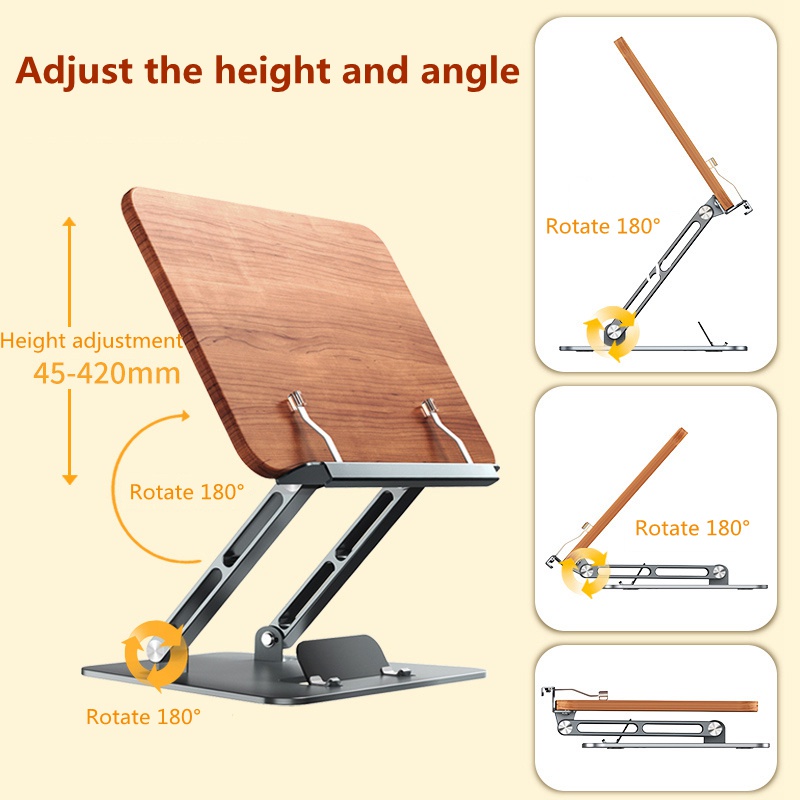 Oatsbasf L12 Wooden Reading Holder Book Stand Foldable Notebook Laptop ...