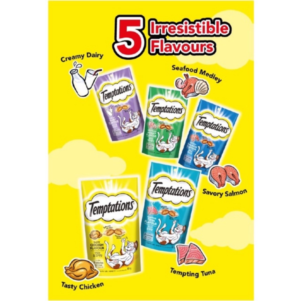 Temptations Cat Treats Assorted Flavours 75g/Cindy's Recipe Puffz Cat ...