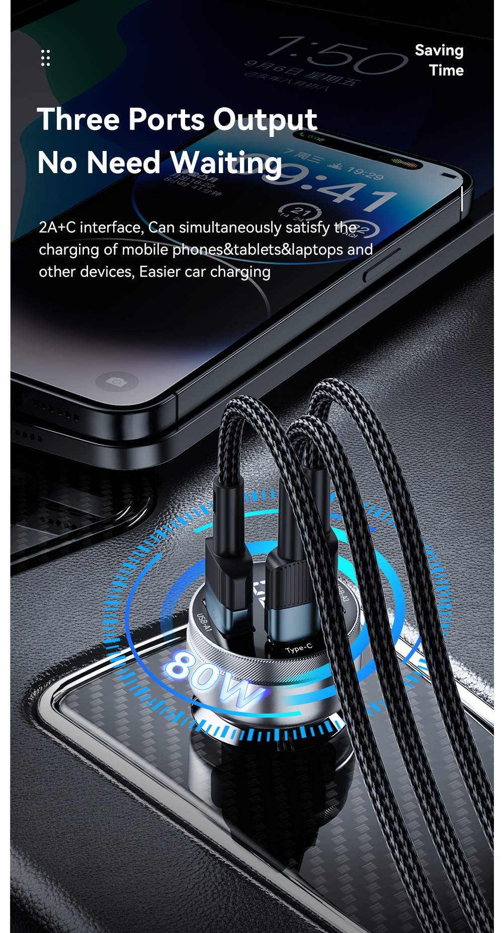 Essager 80W Car Charger USB Type C PD Fast Charging Phone Quick Charge ...