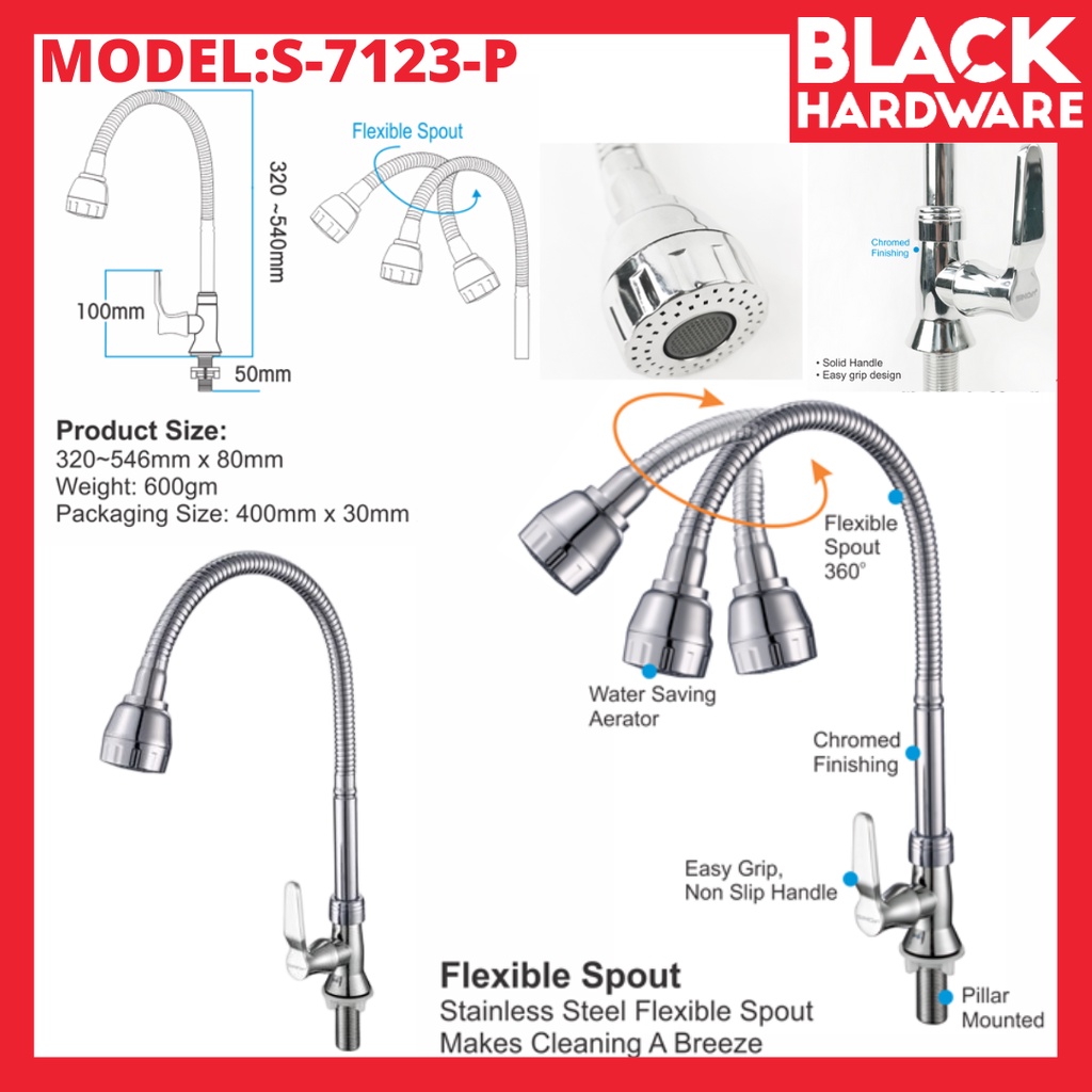 Black Hardware SINOR Kitchen Sink Faucet Pipe Kepala Paip Sinki Dapur ...