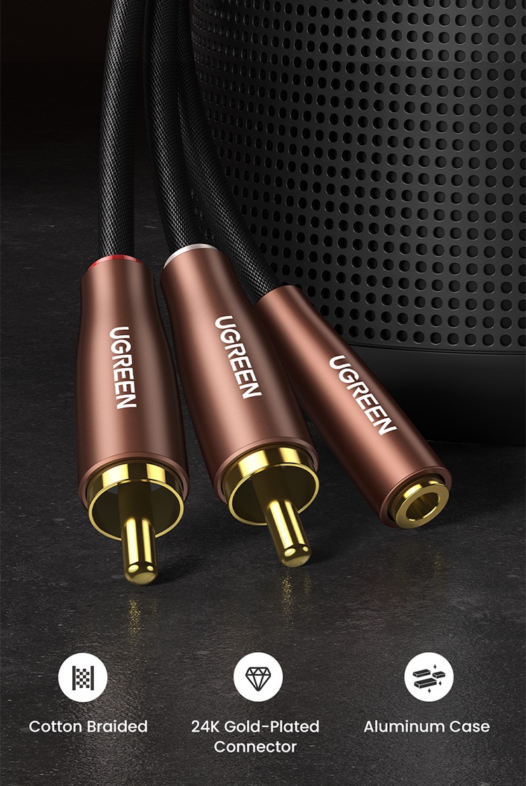 UGREEN RCA Cable 3.5mm Female to 2 RCA Male Stereo Audio Adapter Hi-Fi ...