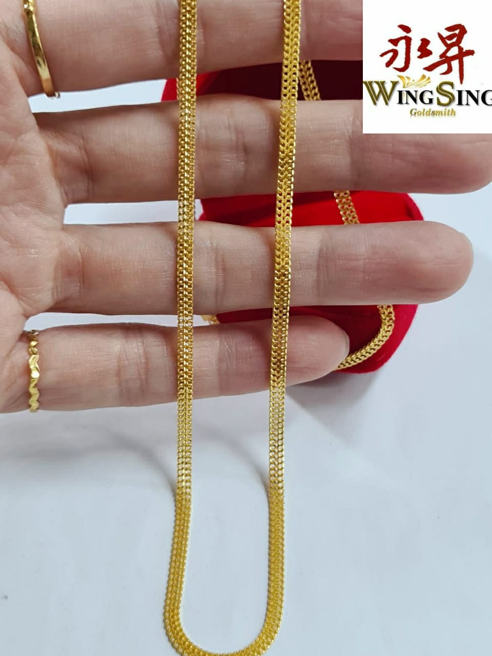 Wing Sing 916 Gold Double Machine Chain / Rantai Leher Double Mesin ...