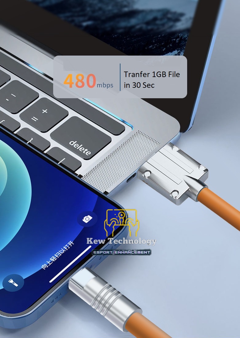 120W 100W 66W 6A Super Fast Charge Type C Charging Cable C to C USB to Type C ROG Phone Black ...