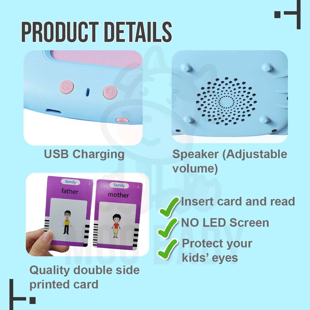 ⭐Moo Baby Kad Belajar Kanak Kanak Kad Imbas Flash Card Reader for Kids ...