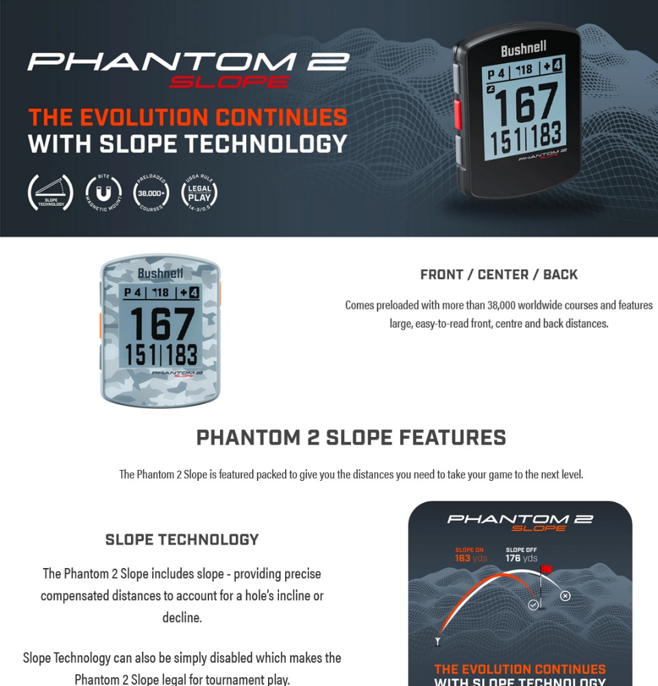 Bushnell Golf Phantom 2 Slope - preloaded with more than 38,000 ...