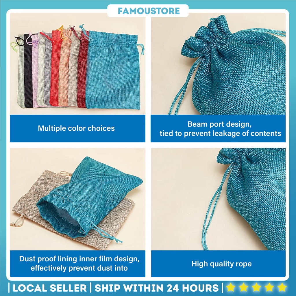 Cute Drawstring Bag Pouch Bag Jute Bag Jewellery Bag Gift Bag Linen ...