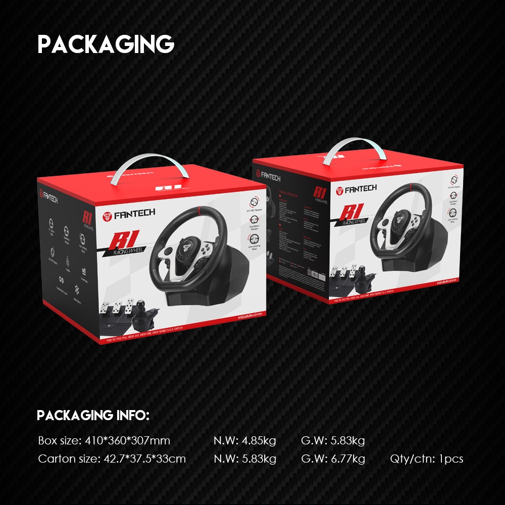 Fantech Racing Wheels and Pedals R1 Gaming Racing Wheel FOR PC | Shopee ...