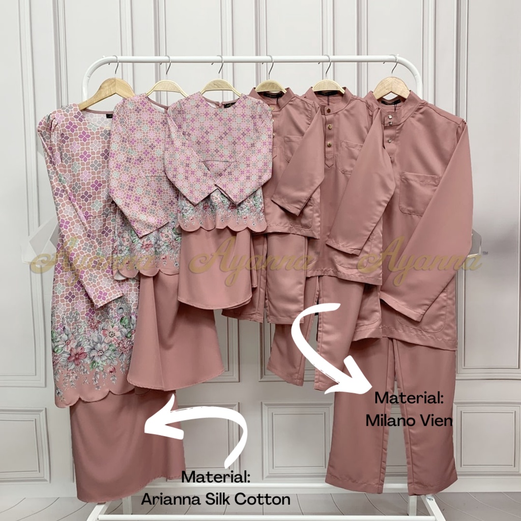 Baju Raya Sedondon Tema Warna Dusty Pink (Pink Belacan) Set Family Ayah ...
