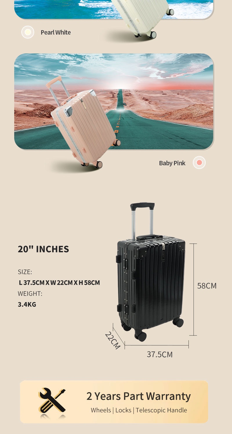 Case Valker Macaron Aluminum Frame Suitcase (20") Beg Bagasi | Shopee ...