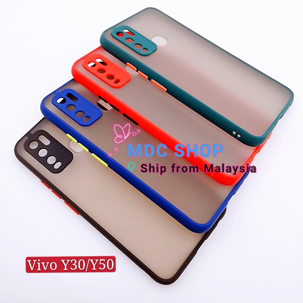 MDC Frosted Phone Case Suitable for Vivo Y20 Y20s Y12s Y30 Y50 Shockproof Hard Cover | Sarung ...