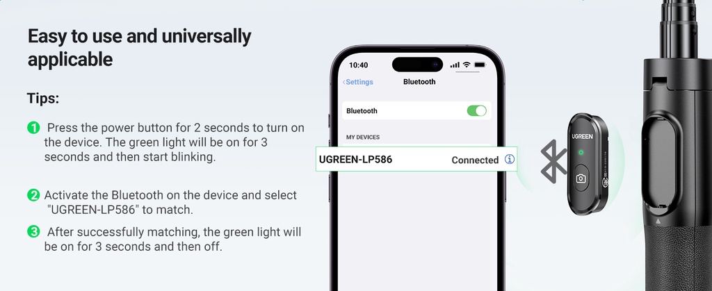 UGREEN Tripod Stand Gopro Foldable Aluminium Phone Holder Universal ...