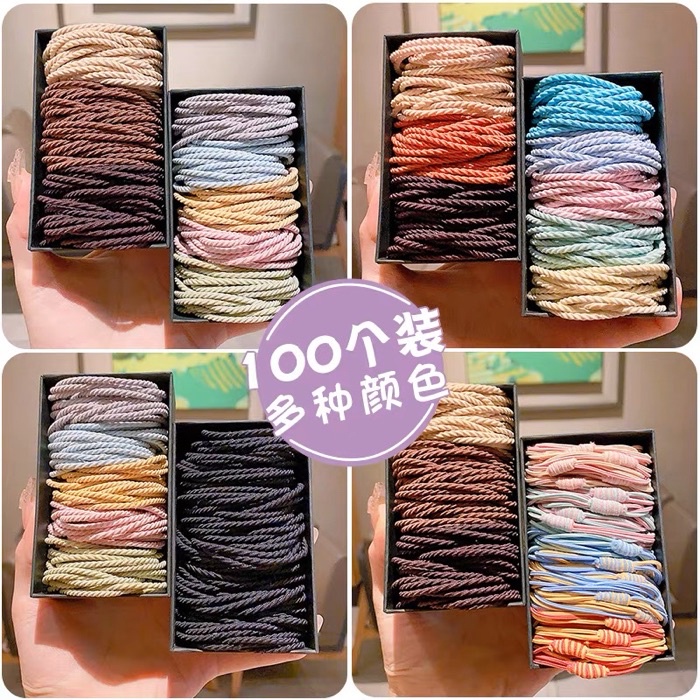 High elastic rubber band box hair ties rambut colorful rubber band box ...
