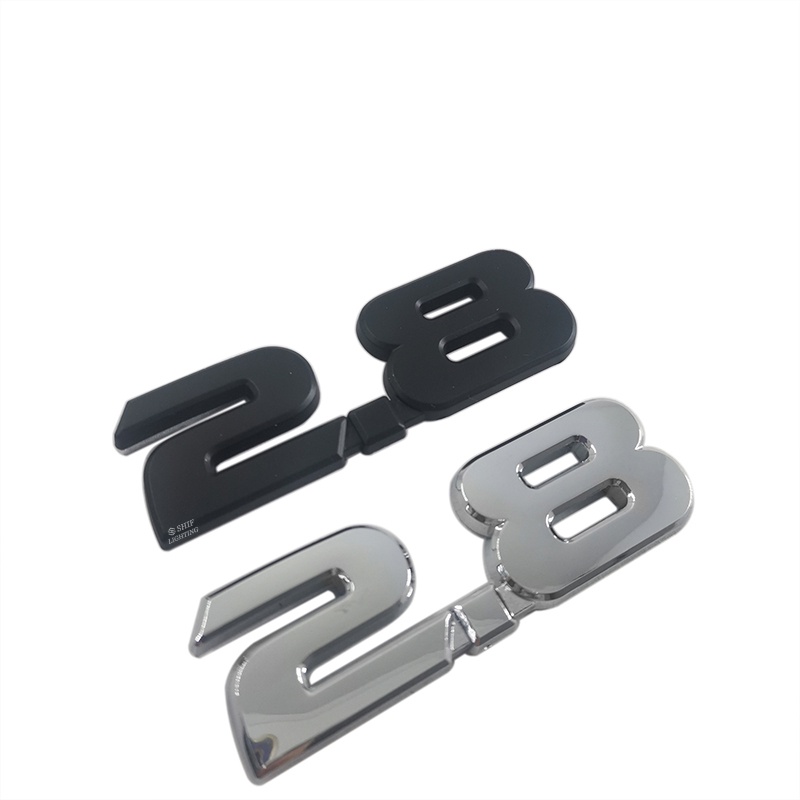1 x ABS Chrome/Black 2.8 Number Letter Car Auto Rear Emblem Badge Decal ...