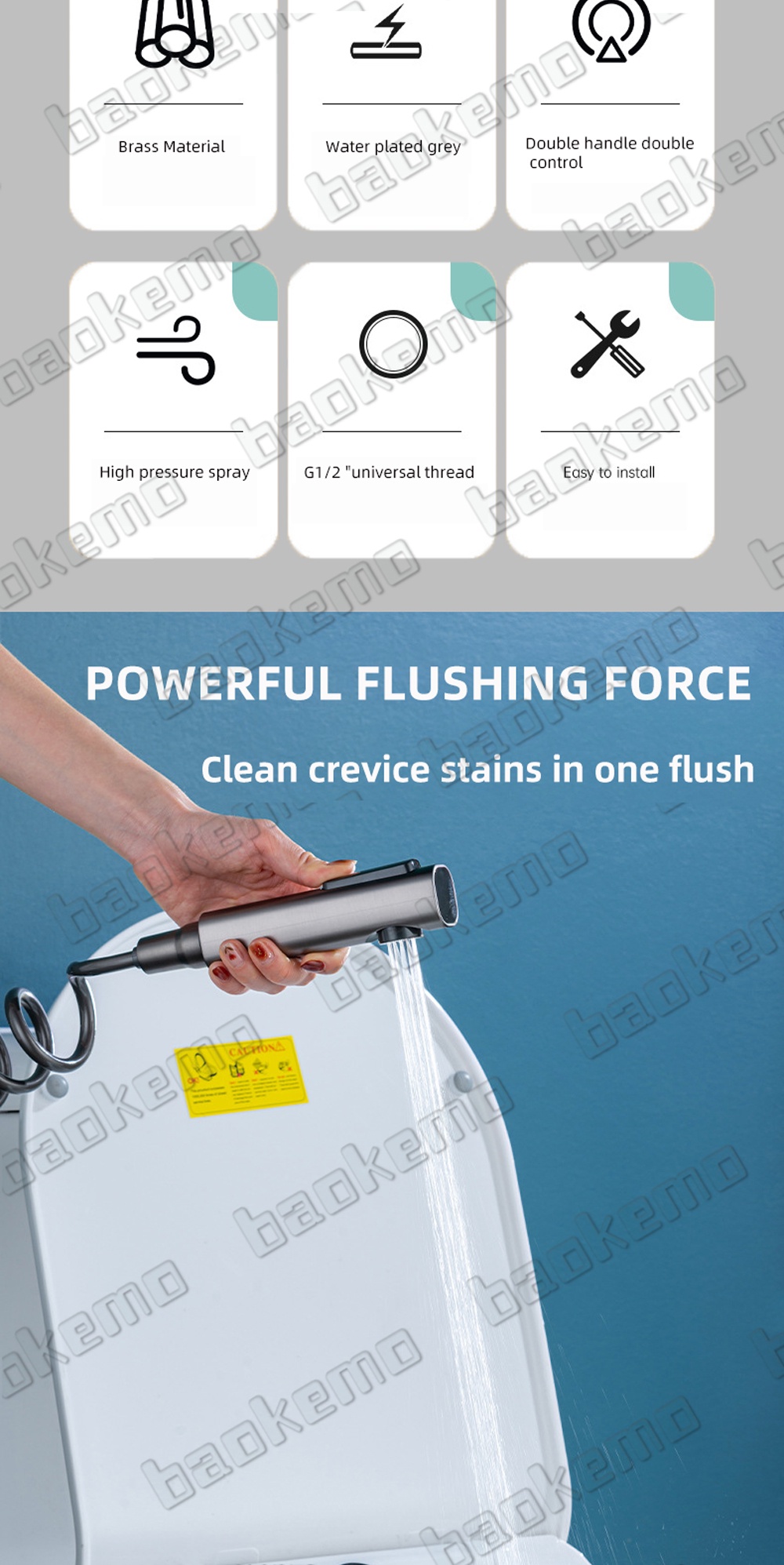 baokemo Brass Bathroom Bidet Sprayer Set Sanitary flusher Toilet ...