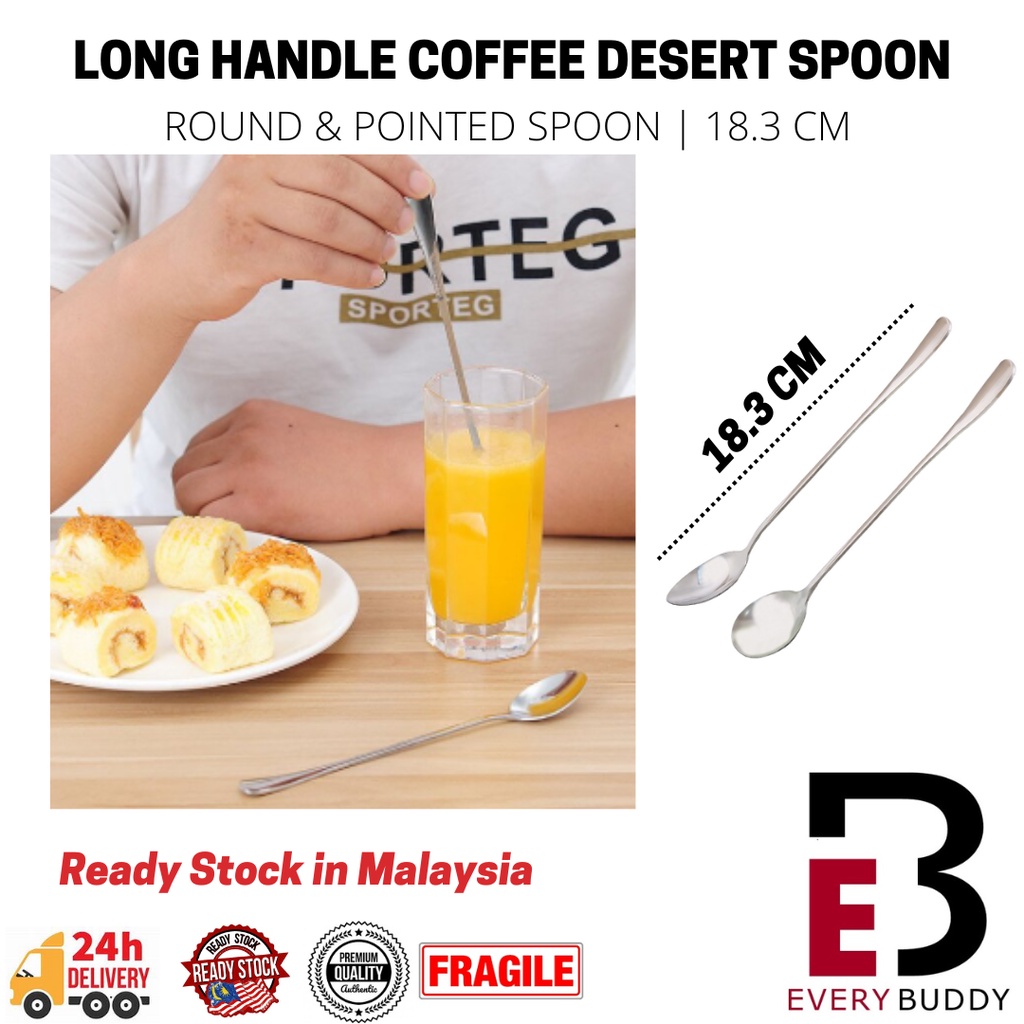 Dessert Spoon Long Handle Ice Cream Dessert Sundae Spoons Kitchen ...