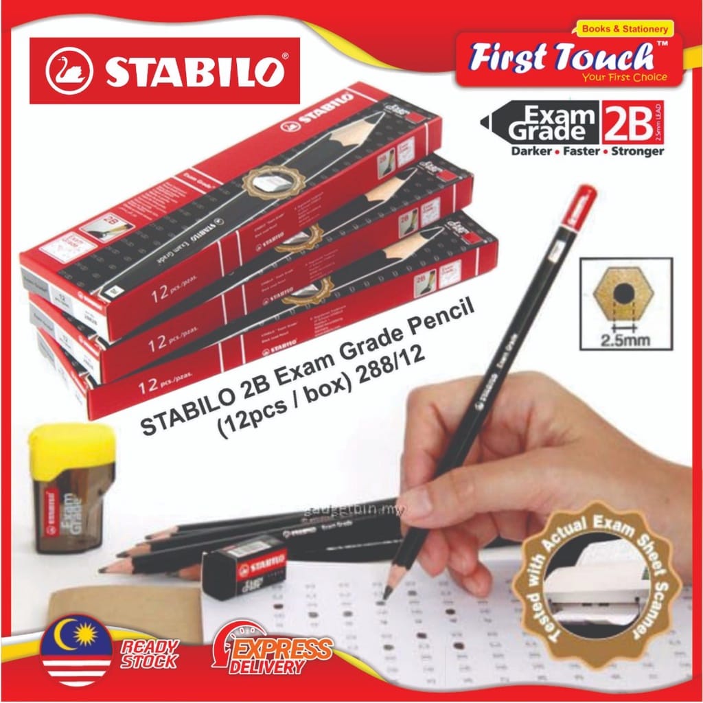 Stabilo Exam Grade Graphite 2B Pencil Stabilo Pensel 2B Sekolah 1pcs ...