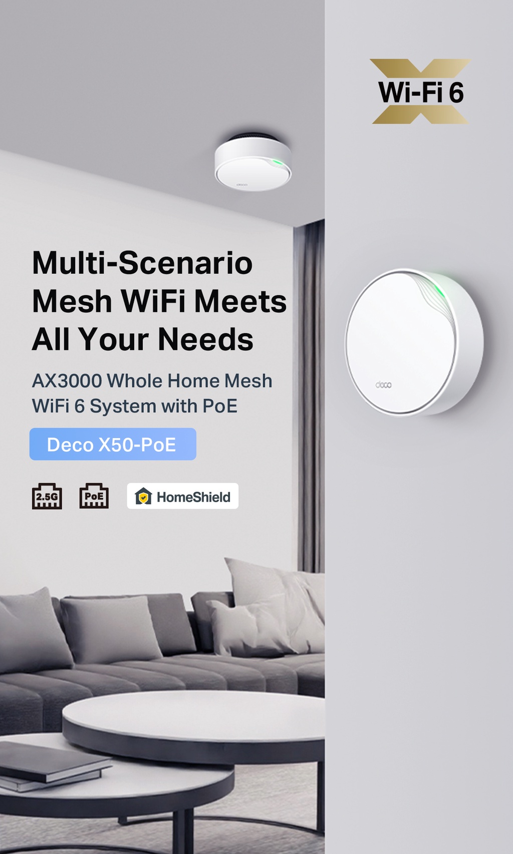 TP-Link AX3000 Whole Home AI-Driven Mesh WiFi 6 System With PoE/DC ...