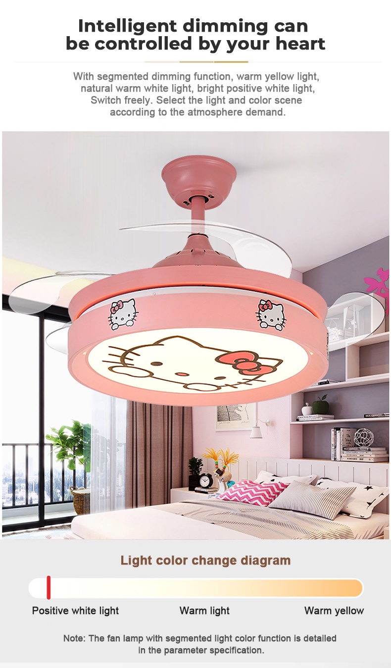 【VITALITY】Cartoon Ceiling Fan With Light In Kids Room HelloKitty/Marvel ...