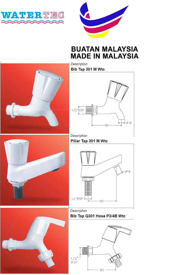 WATERTEC 15mm BIB TAP MONACO WHITE / KEPALA PAIP PLASTIC | Shopee Malaysia