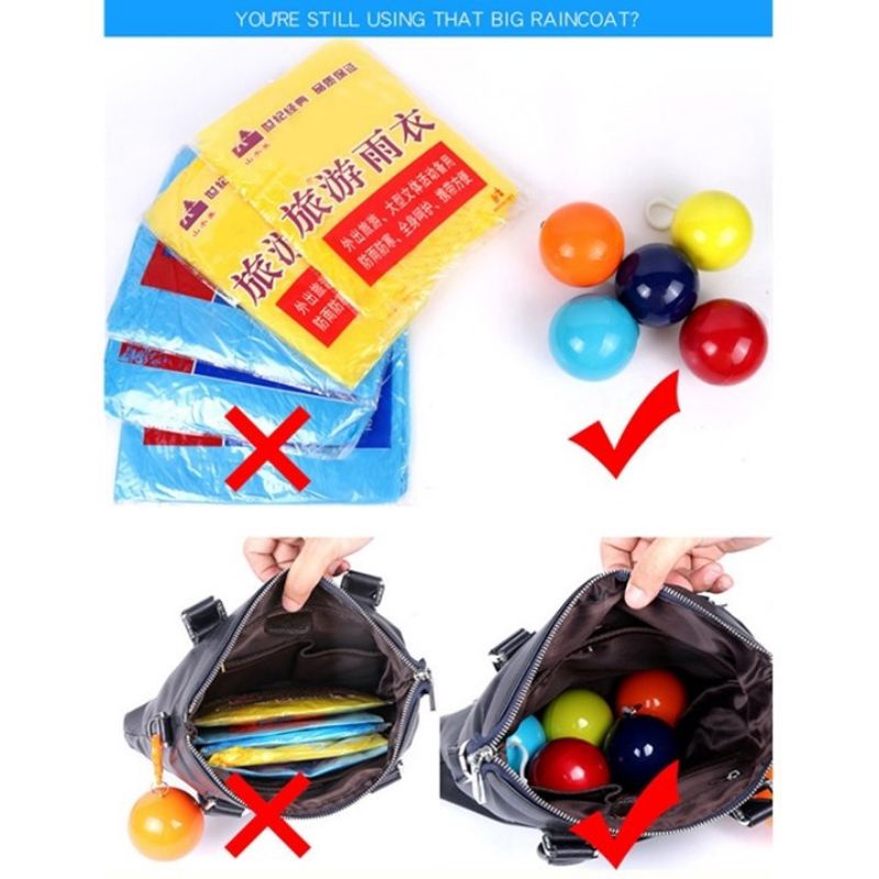 Disposable Portable Raincoat Ball 随身迷你避雨神器 便携式雨衣球 Poncho Baju Hujan ...