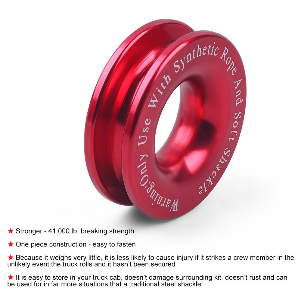 41000lbs Winch Rope Synthetic Soft Shackle+ Winch Snatch Recovery Ring ...