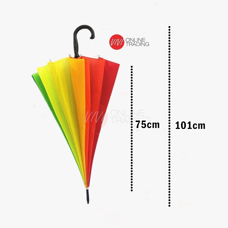 Korea Style Umbrella Rainbow 16K Colorful Sun Protection Payung Pelangi ...