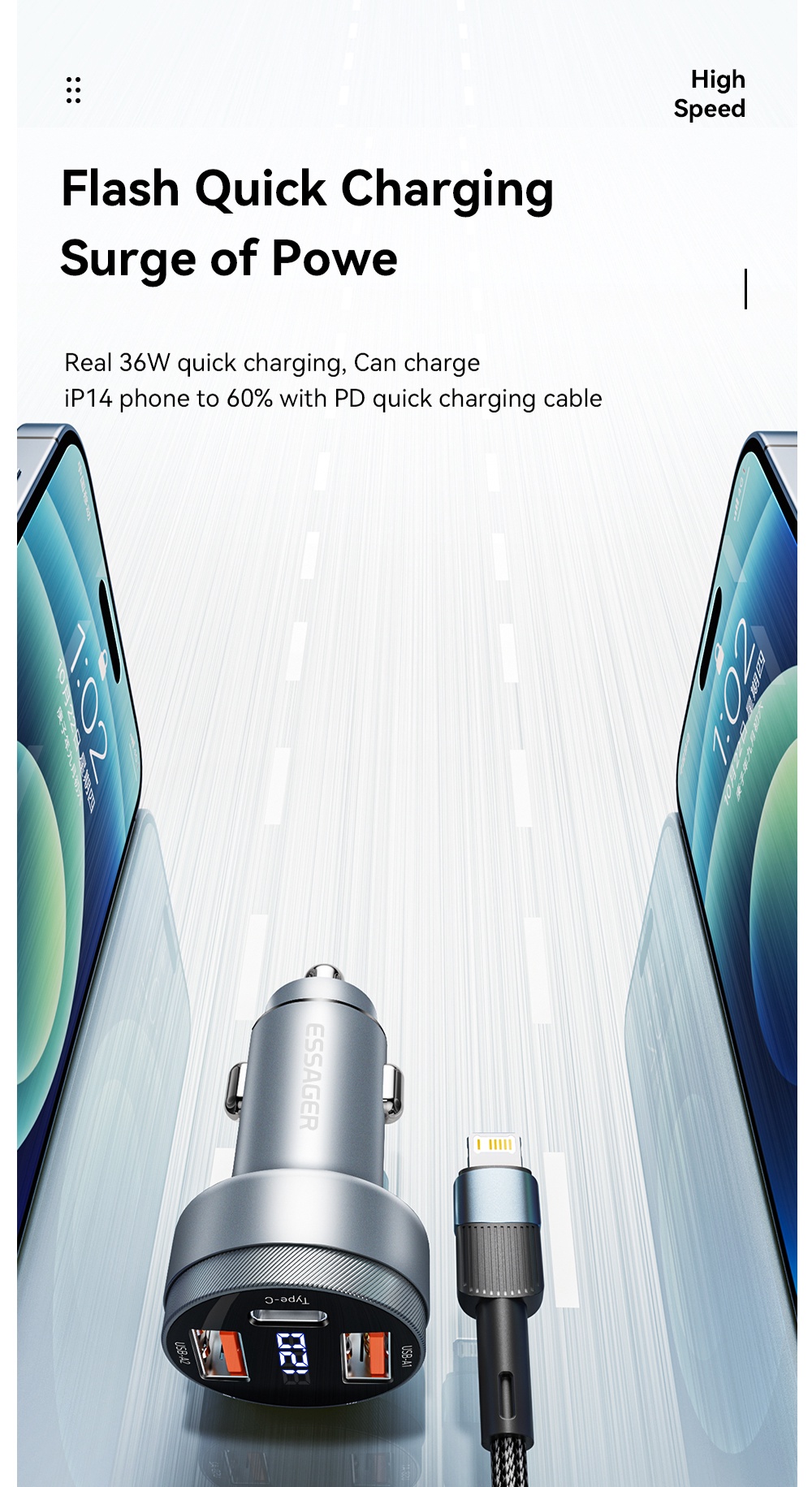 Essager 80W Car Charger USB Type C PD Fast Charging Phone Quick Charge ...